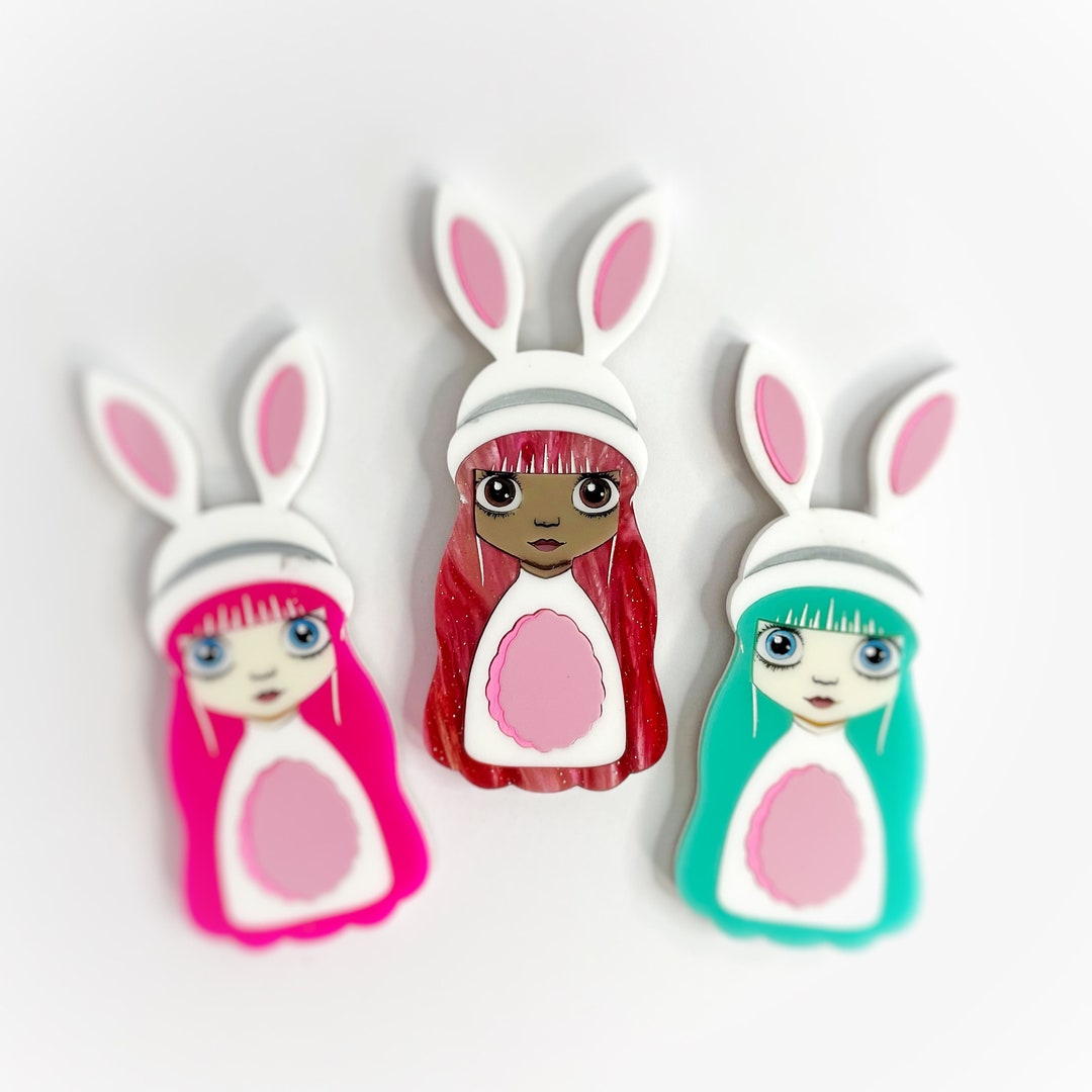 Sconnie and Jams bunny Eugenie Doll Easter Brooch. Multiple Colourways ...