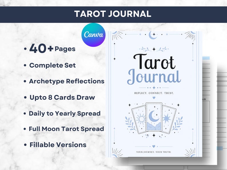 Tarot Journal Canva Template, Daily Weekly Monthly Yearly Spreads ...
