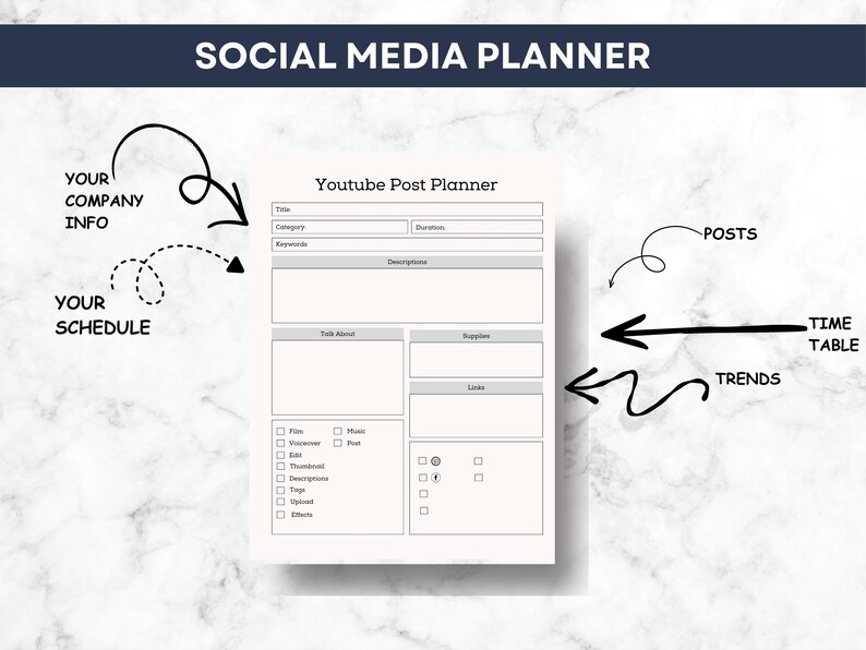 Social Media Marketing Planner Canva Template | Content Calendar ...
