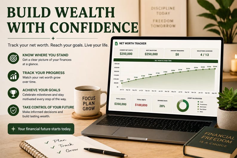 Net Worth Tracker Spreadsheet | Wealth Milestone Dashboard | FIRE ...