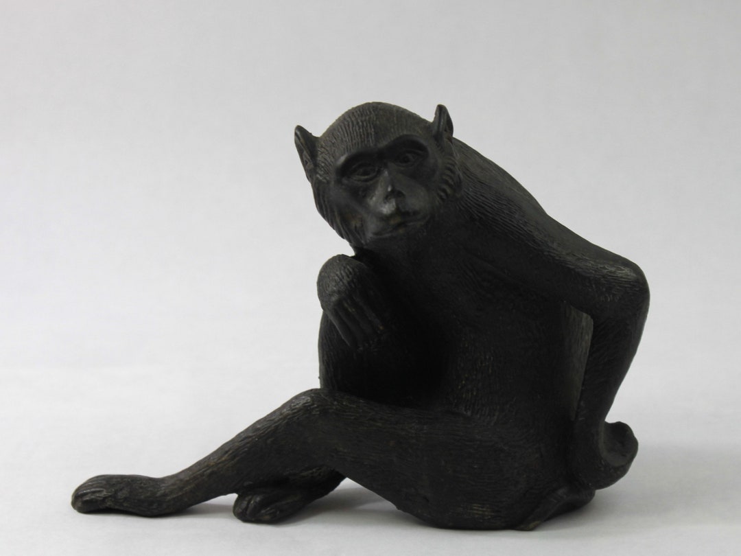 Asian Bronze Monkey Sculpture - Etsy