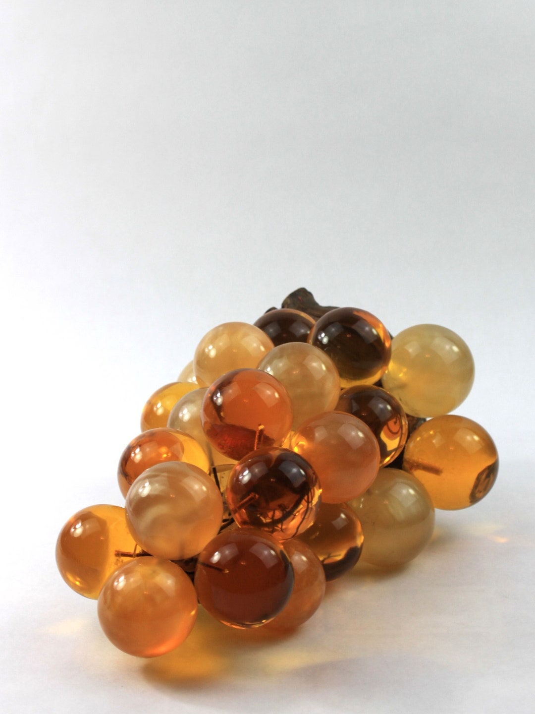 Vintage Lucite Acrylic Grape Cluster Peach Moonglow and Honey Brown on ...