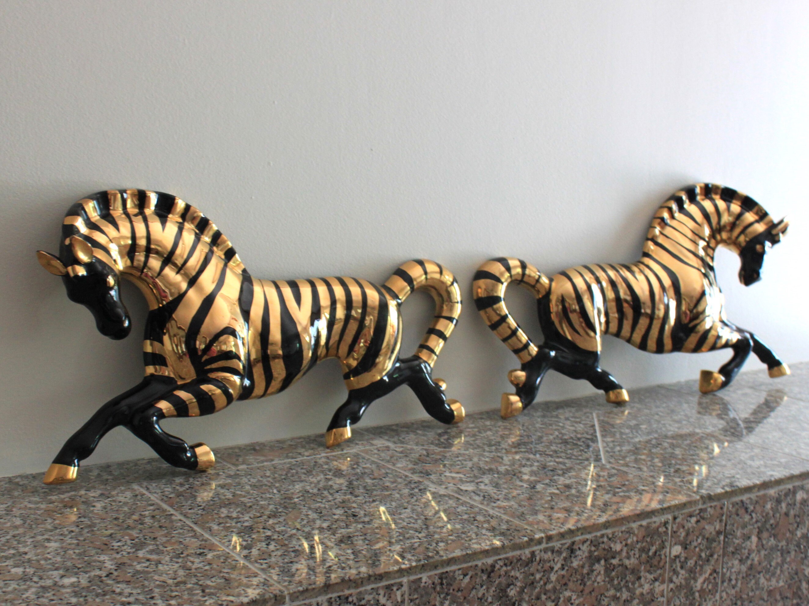 1950s Black and Gold Pottery Zebra Set MCM - Etsy