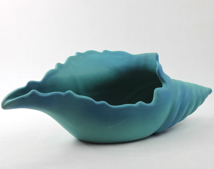 Van Briggle Pottery Blue Colorado Conch Shell Vase Centerpiece - Etsy