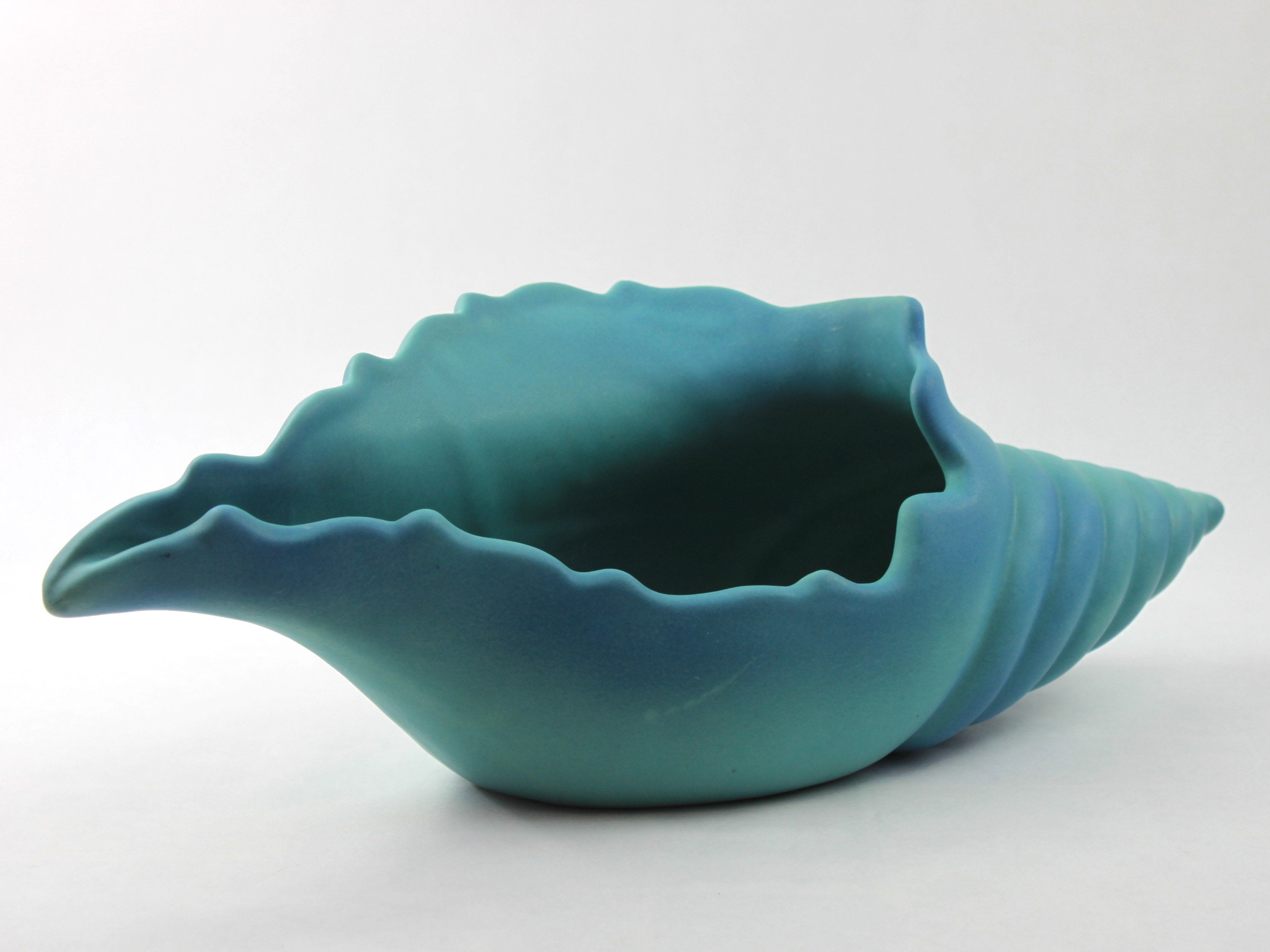 Van Briggle Pottery Blue Colorado Conch Shell Vase Centerpiece - Etsy