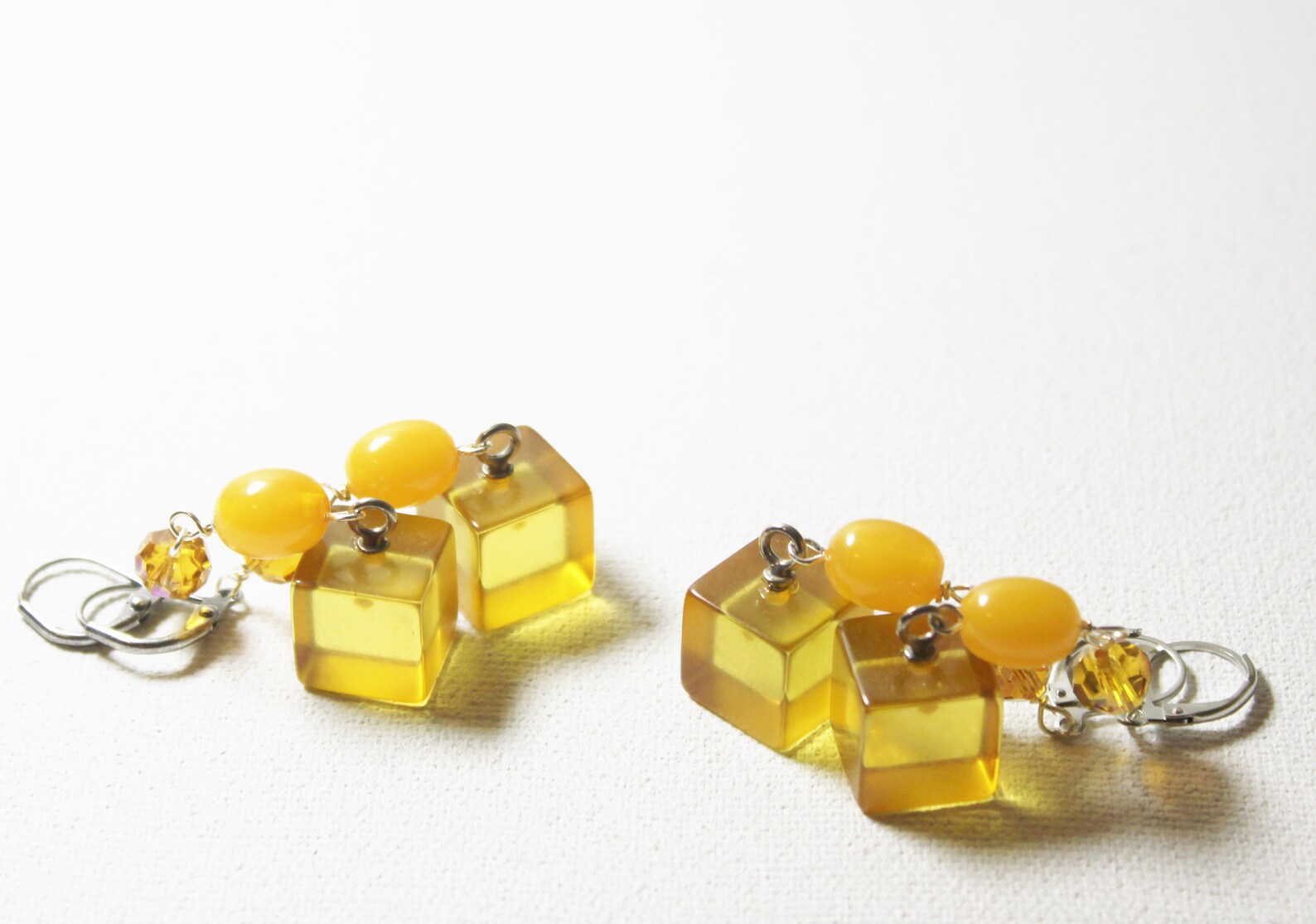 Vintage Bakelite Cube Earrings 1940s Handmade Assemblage Apple | Etsy