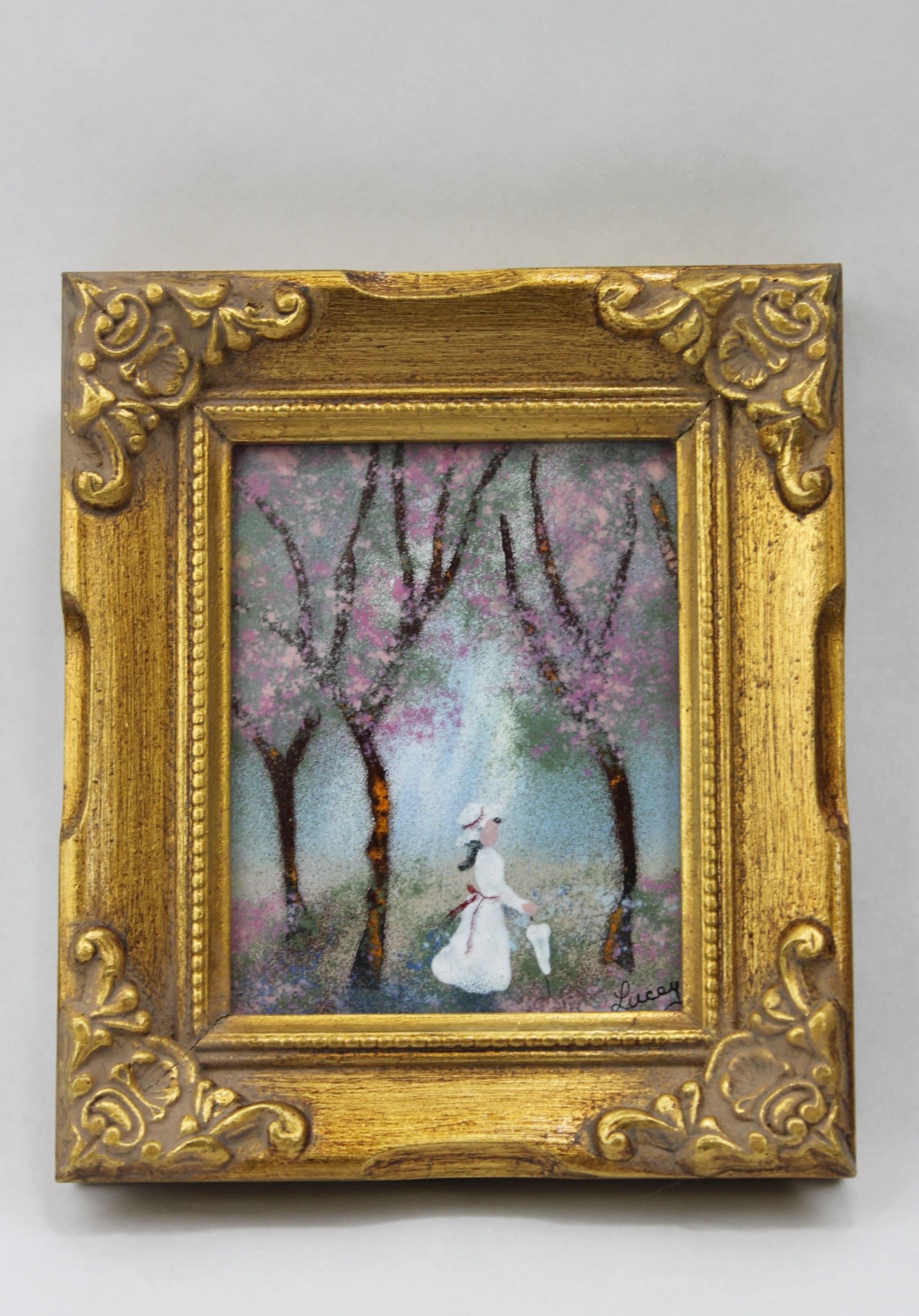 Jean Lucey Enamel on Copper Painting Girl in Forest With - Etsy