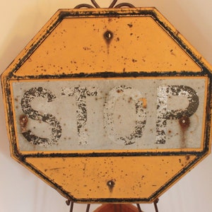 Antique Street Stop Sign USA Steel Yellow and Black - Etsy