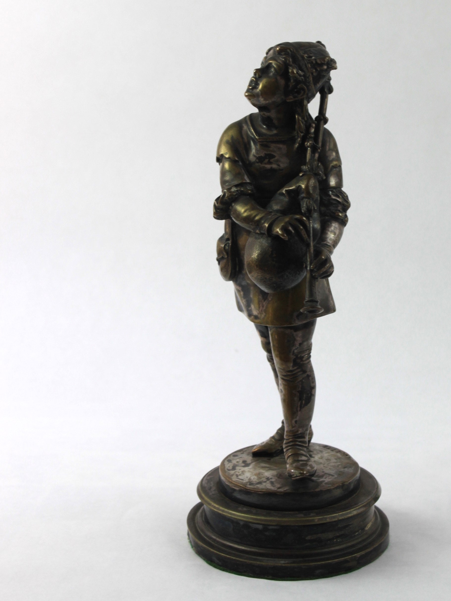 19th C Auguste Louis Lalouette French Silver on Bronze Sculpture Statue ...