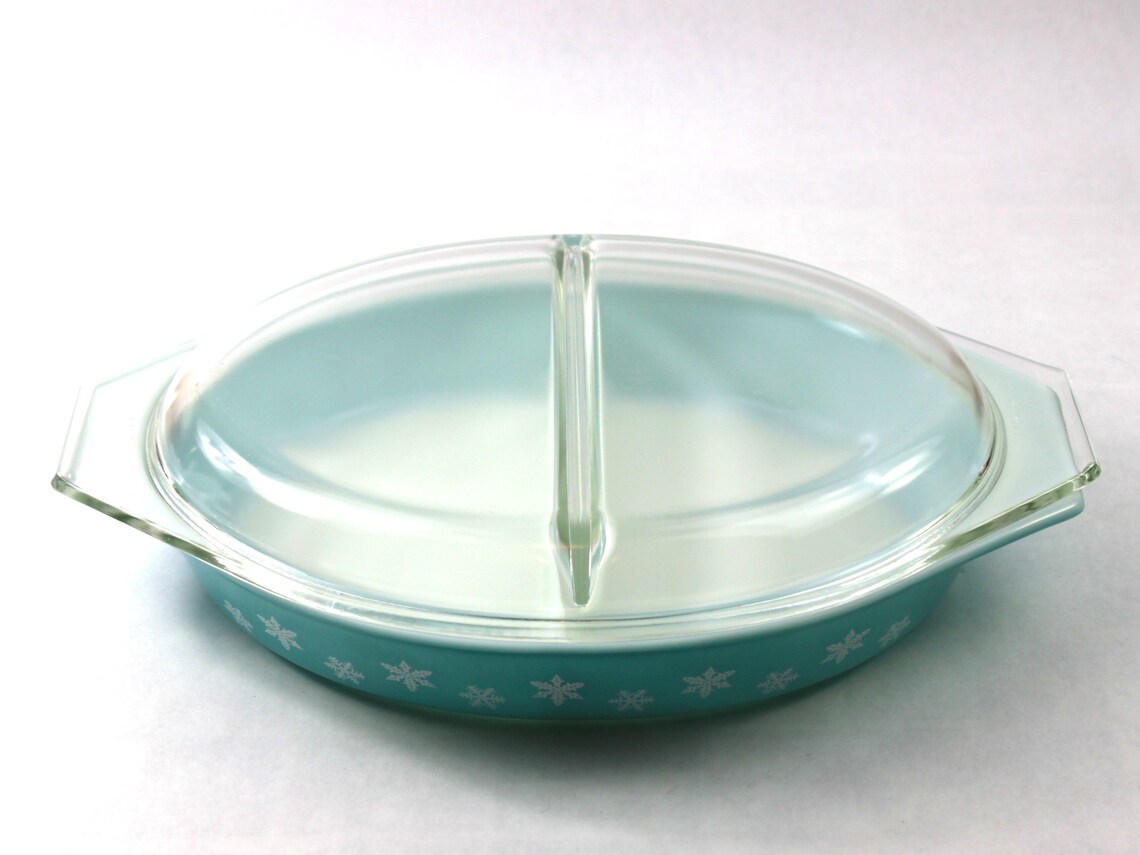 Vintage Pyrex Snowflake Blue Divided Casserole Dish 1.5 Quart - Etsy