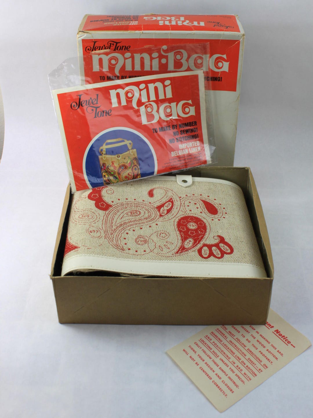 1968 General Crafts Jewel Tone Mini Bag Kit Enid Collins Style Paisley ...