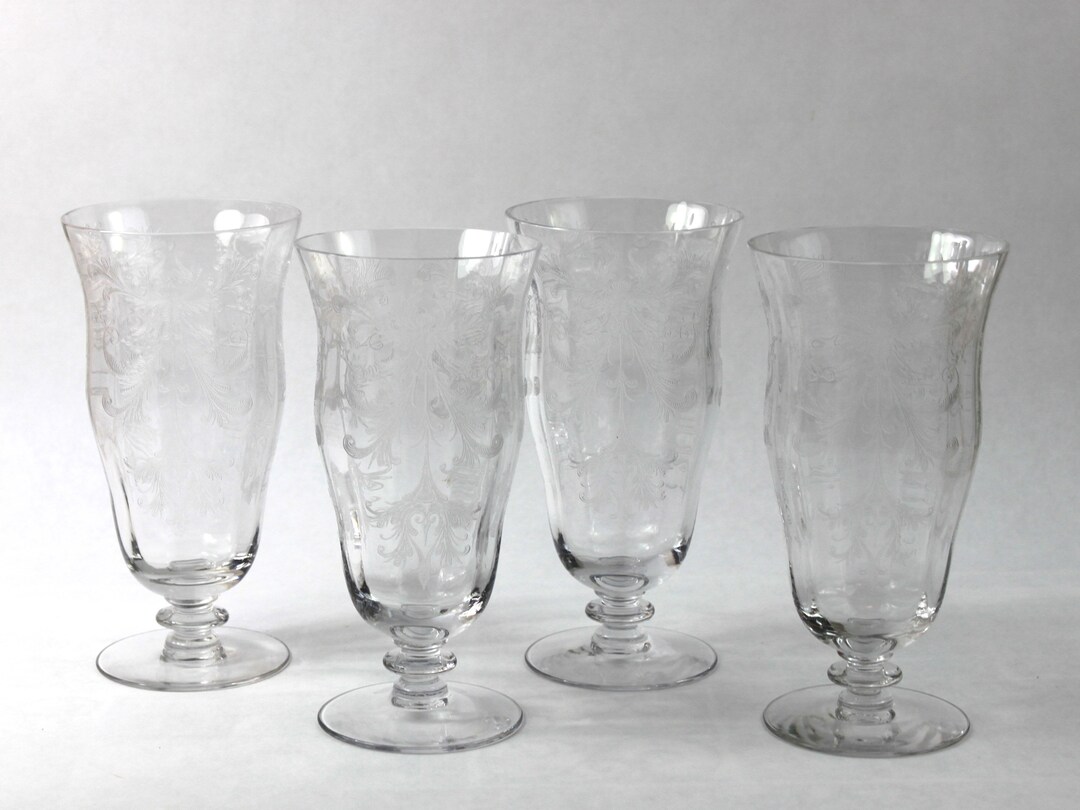 Tiffin Franciscan Byzantine Clear Etched Optic Footed Iced Tea Glass ...