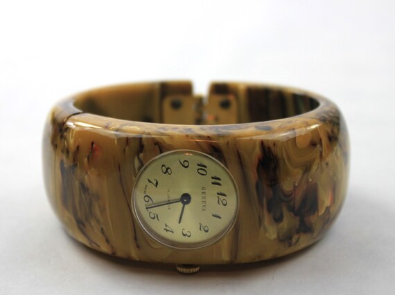 1940s Bakelite Geneva Wrist Watch Mississippi Mud Hin… - Gem