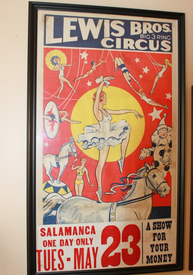 Lewis Bros Circus Poster 1939 Salamanca New York Acrobats Original ...