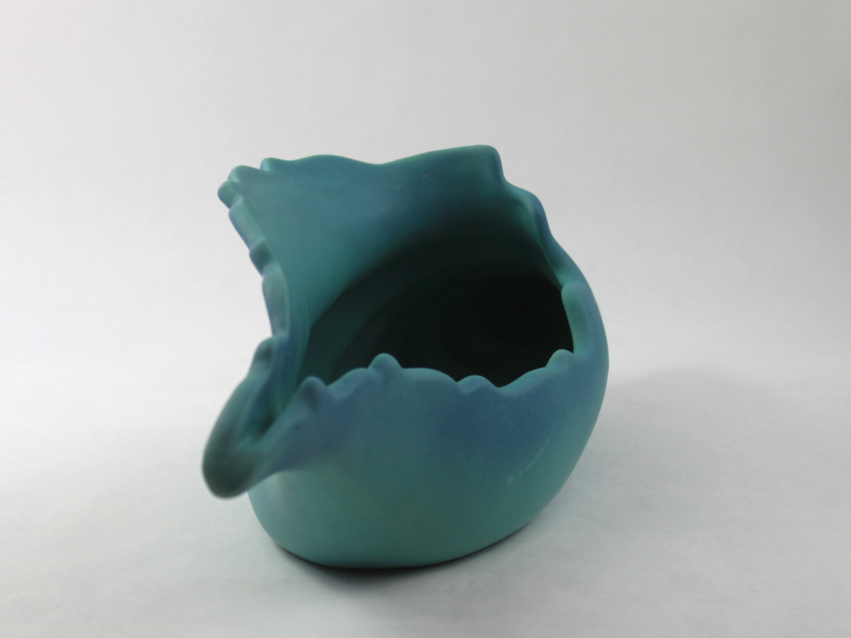 Van Briggle Pottery Blue Colorado Conch Shell Vase Centerpiece - Etsy