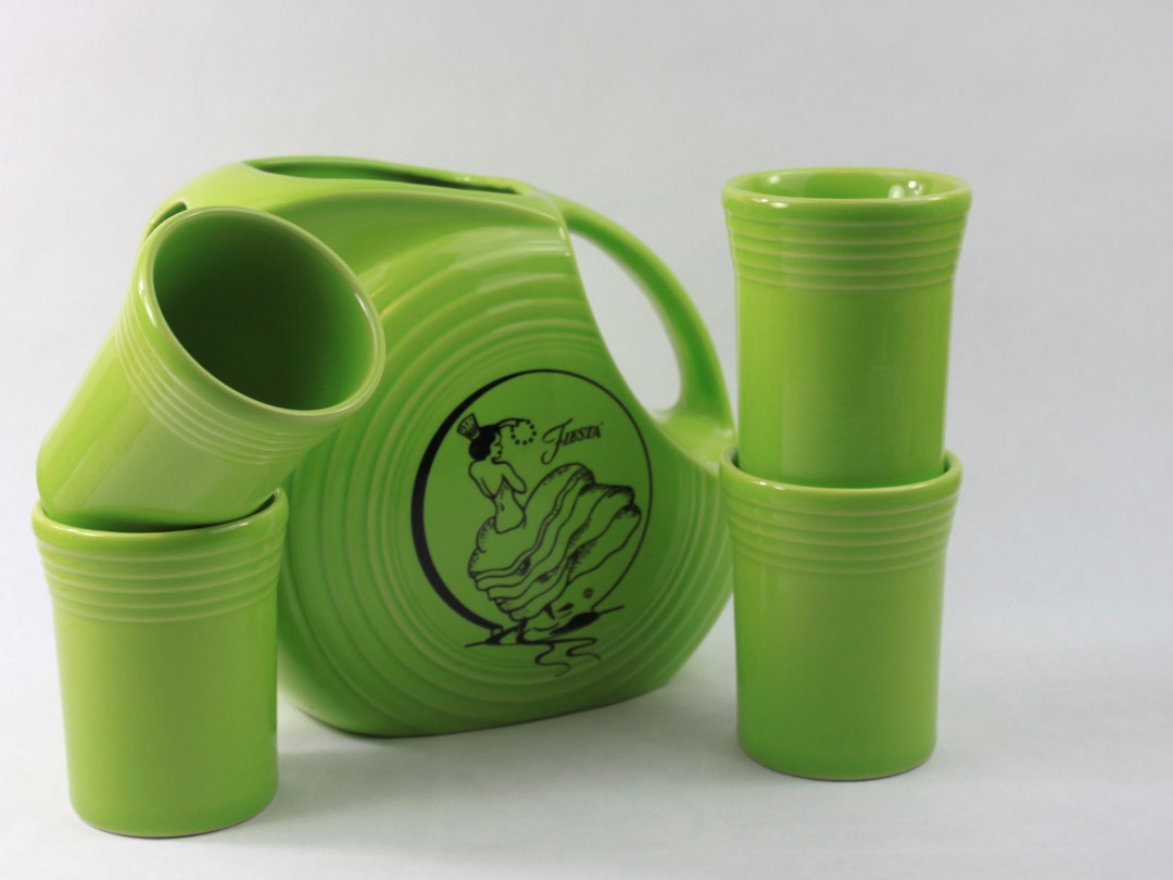 Fiestaware Chartreuse Lime Dancing Lady Disc Pitcher and Tumbler Set ...