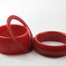Bakelite Bangle Stack Set Cherry Red Wide Wall Slice and Carved Saucer ...
