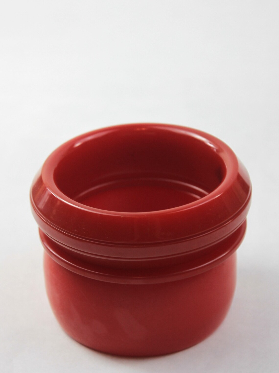 Bakelite Bangle Stack Set Cherry Red Wide Wall Slice and Carved Saucer ...
