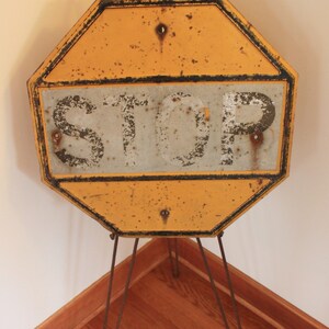 Antique Street Stop Sign USA Steel Yellow and Black - Etsy