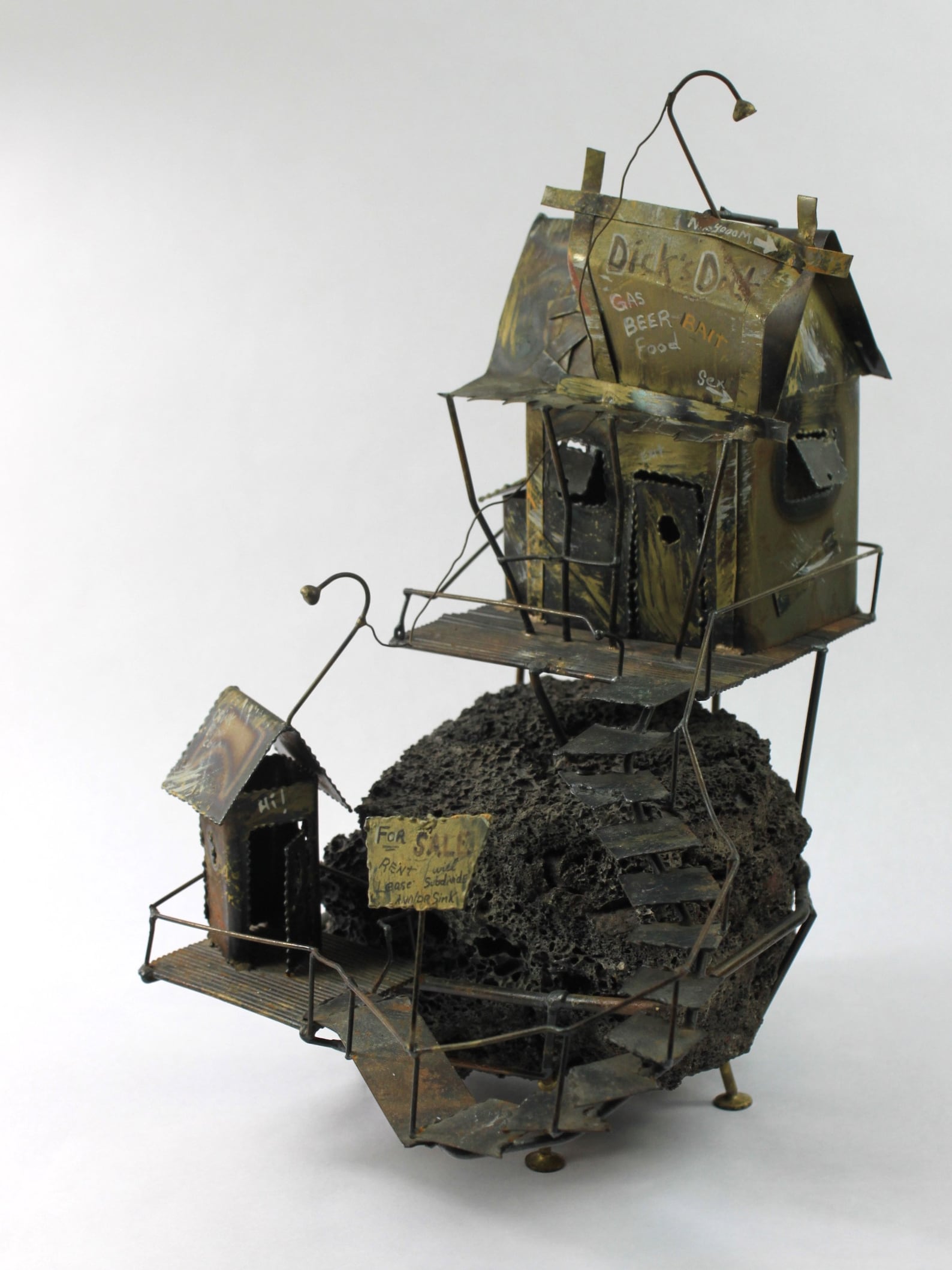 Brutalist Brass Seashore Dock Shack on Lava Rock Sculpture MCM - Etsy