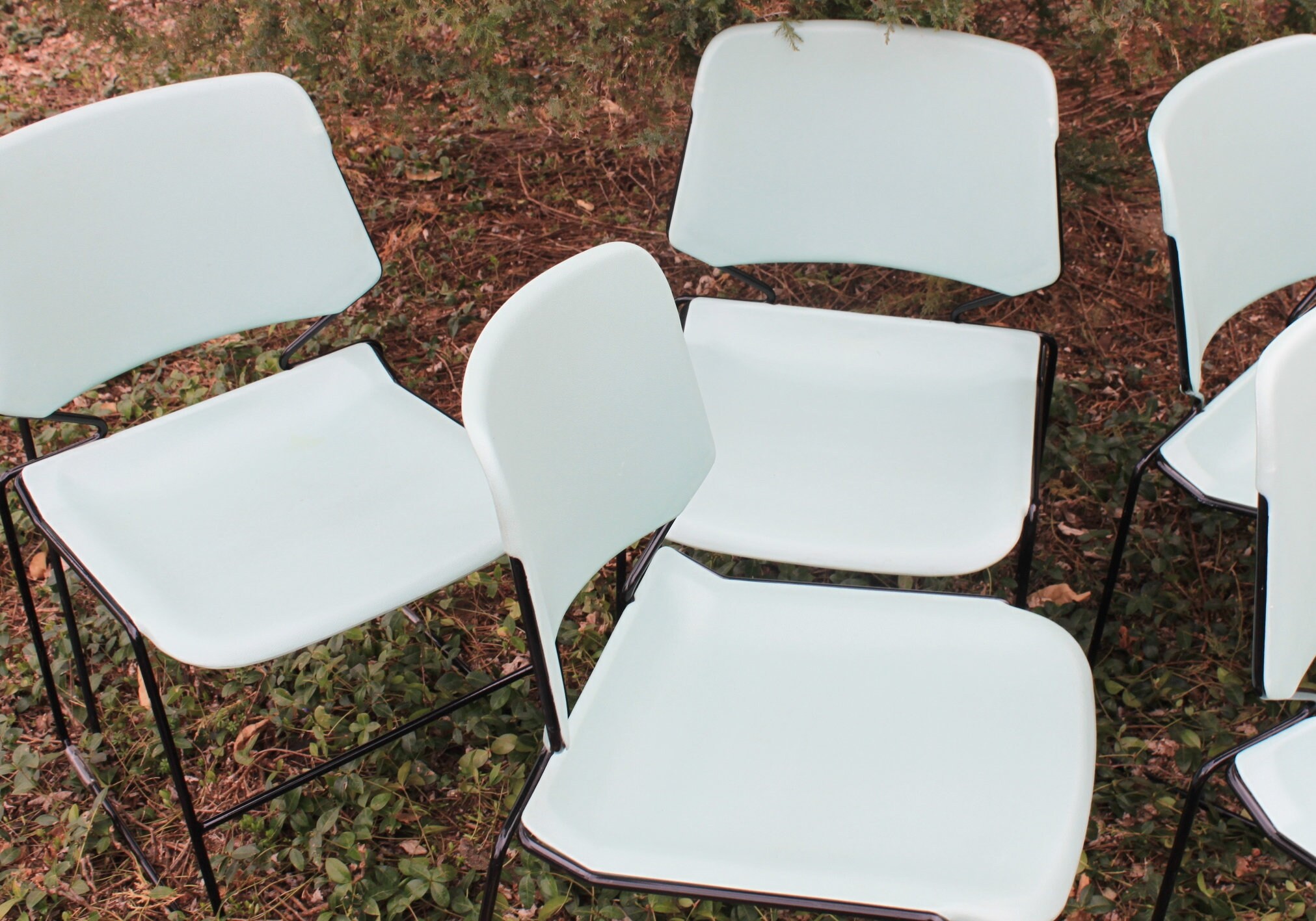 Vintage Krueger Matrix Stacking Chairs Blue Chrome Plastic MCM - Etsy