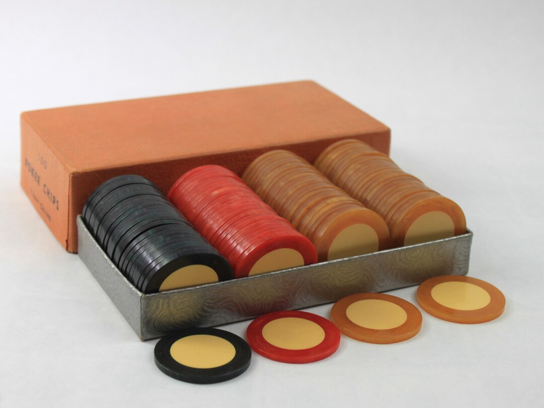 Vintage Bakelite Two Color Injected Poker Chip Set New Old Stock - Etsy