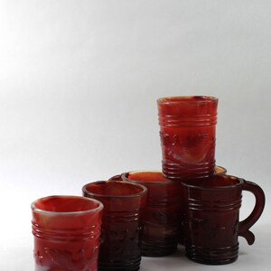 Vintage Imperial Slag Glass Mug Eagle and Star Design Set of Six - Etsy