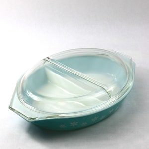 Vintage Pyrex Snowflake Blue Divided Casserole Dish 1.5 Quart 35 - Etsy