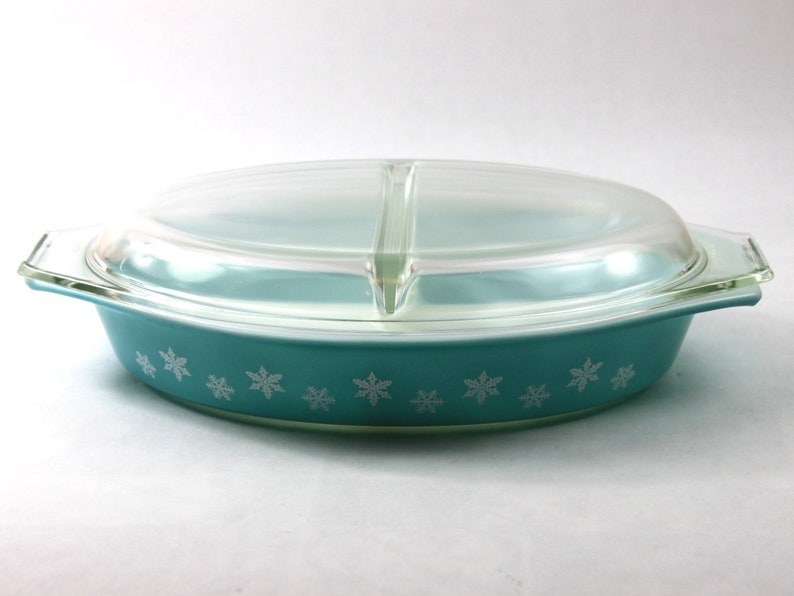 Vintage Pyrex Snowflake Blue Divided Casserole Dish 1.5 Quart - Etsy