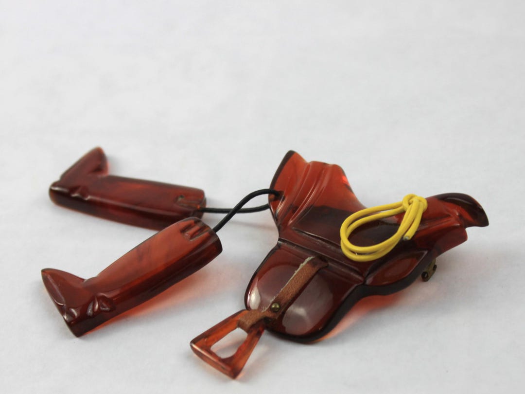 Vintage Shultz Bakelite Saddle Boots and Rope Pin Brooch Figural Ice ...