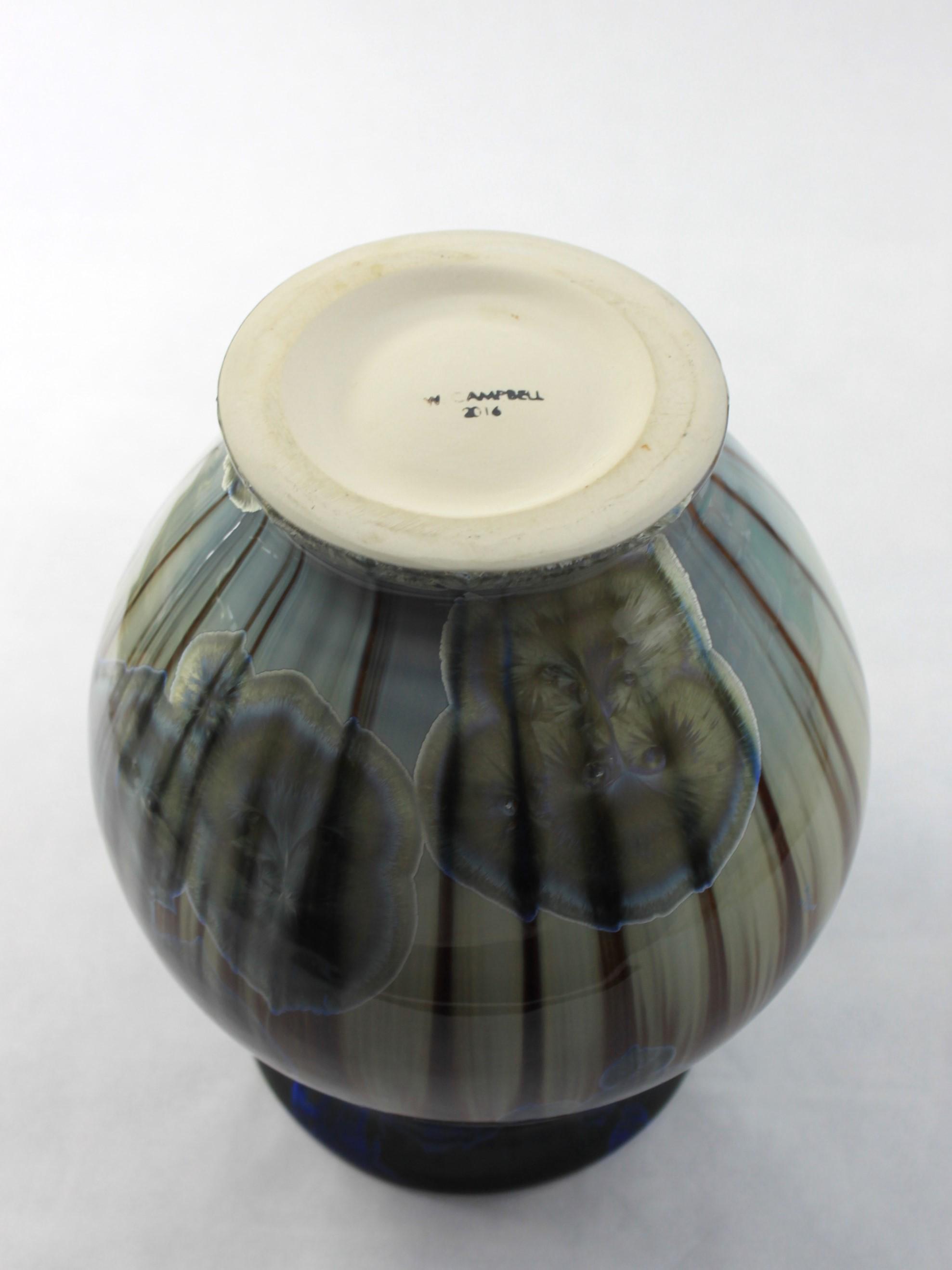 Bill Campbell Studio Art Pottery Crystalline Glazed Vase Beige Grey ...