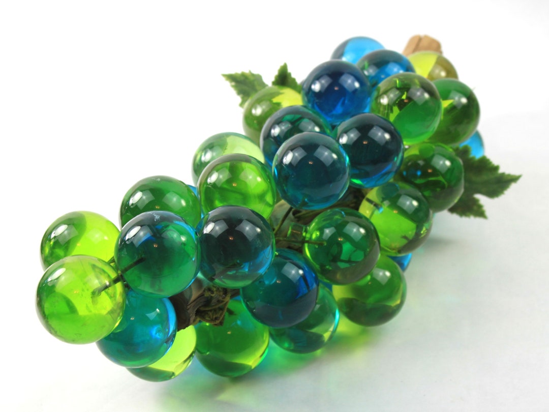 Vintage Lucite Acrylic Grape Cluster Lime Green Turquoise Blue MCM - Etsy