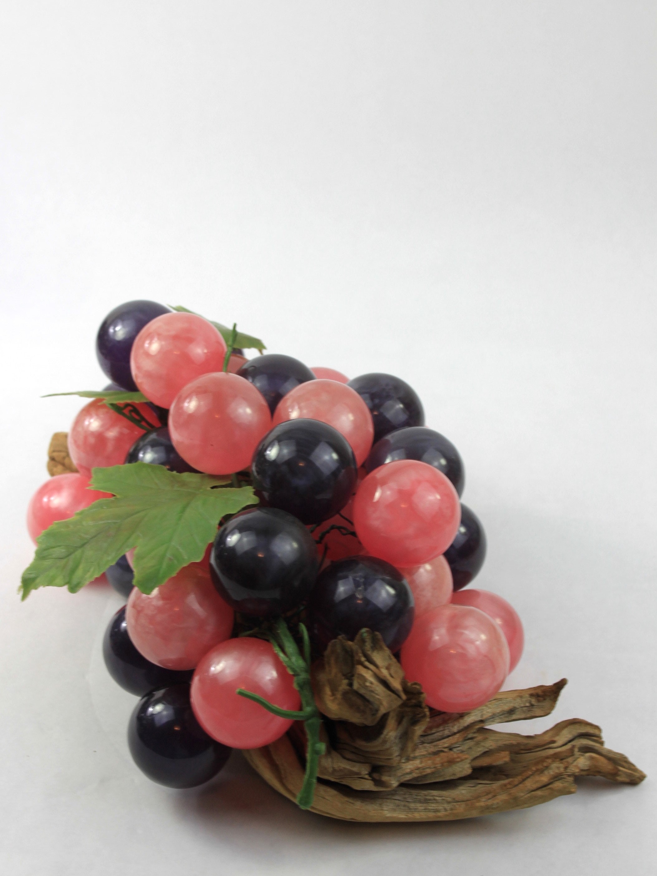 Vintage Lucite Acrylic Grape Cluster Burlwood Sculpture Moonglow Pink ...