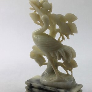 White Jade Carved Crane Tree Sculpture - Etsy