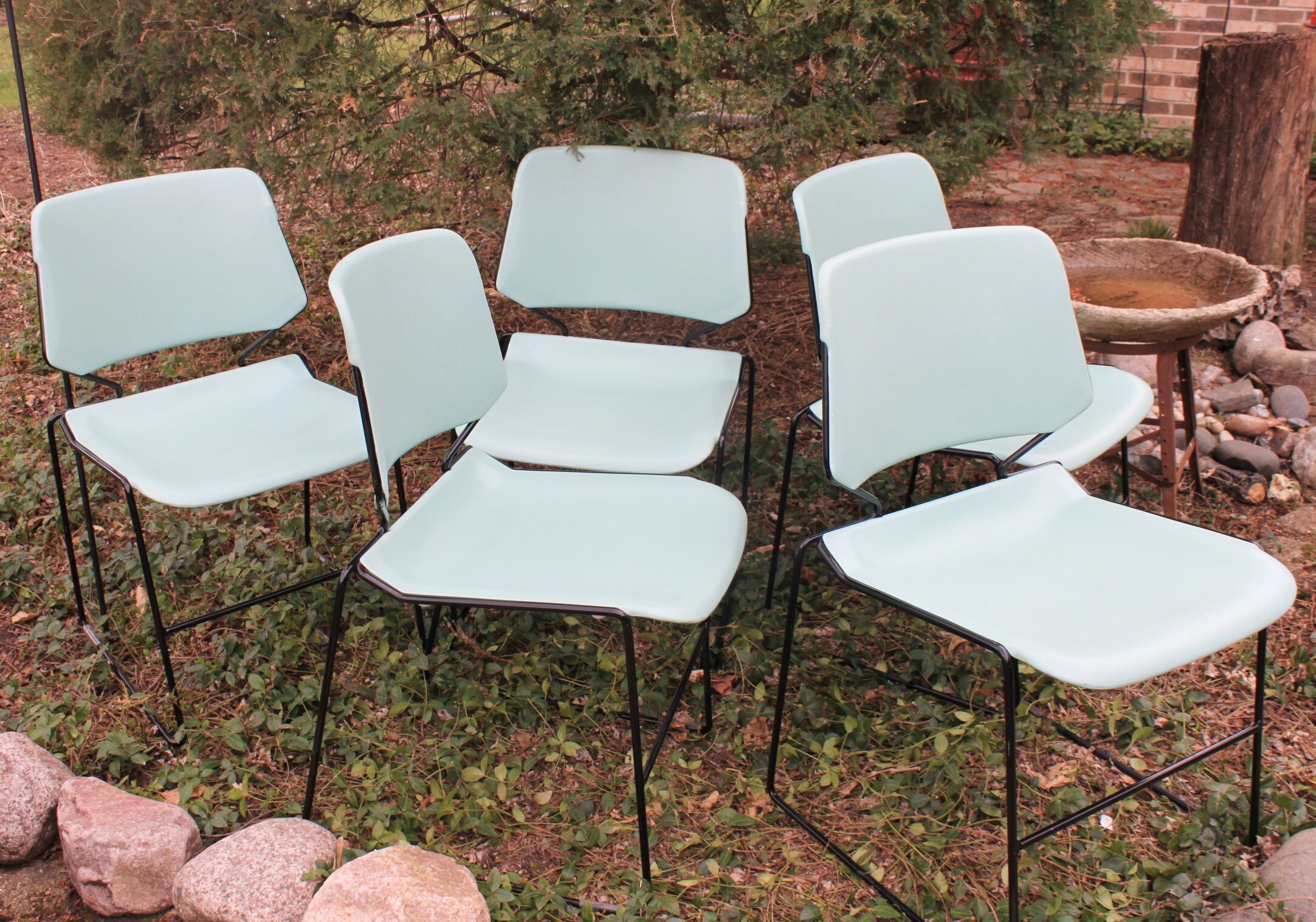 Vintage Krueger Matrix Stacking Chairs Blue Chrome Plastic MCM - Etsy