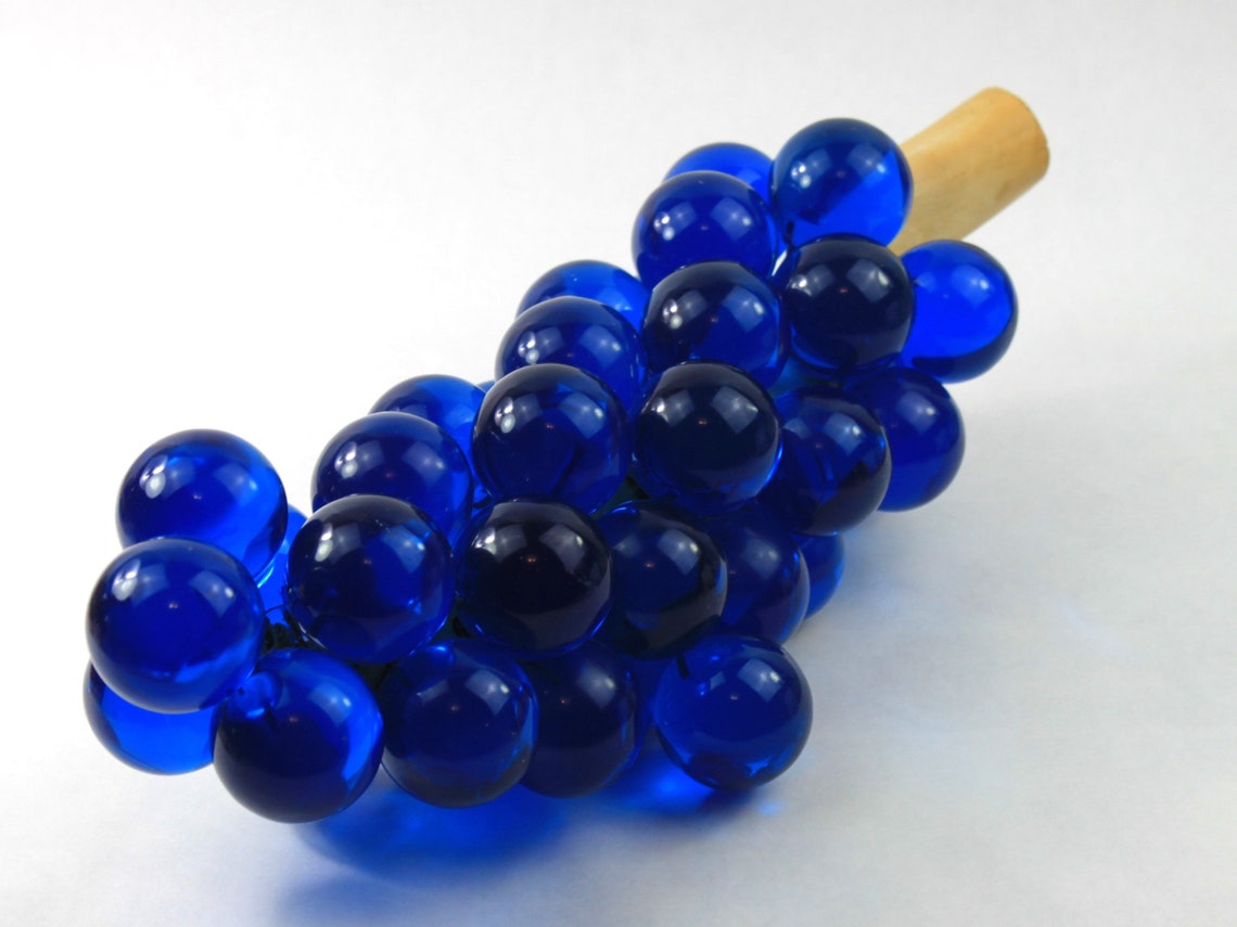 Vintage Lucite Acrylic Grape Cluster Royal Blue MCM - Etsy