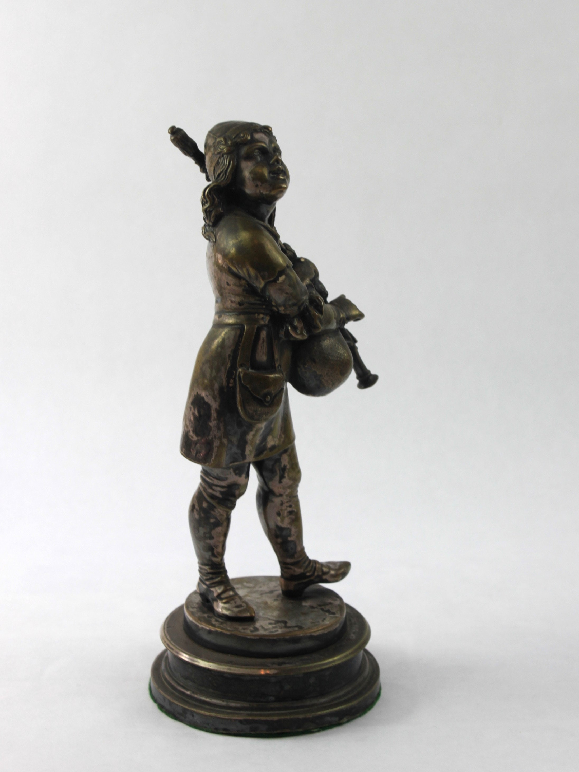19th C Auguste Louis Lalouette French Silver on Bronze Sculpture Statue ...