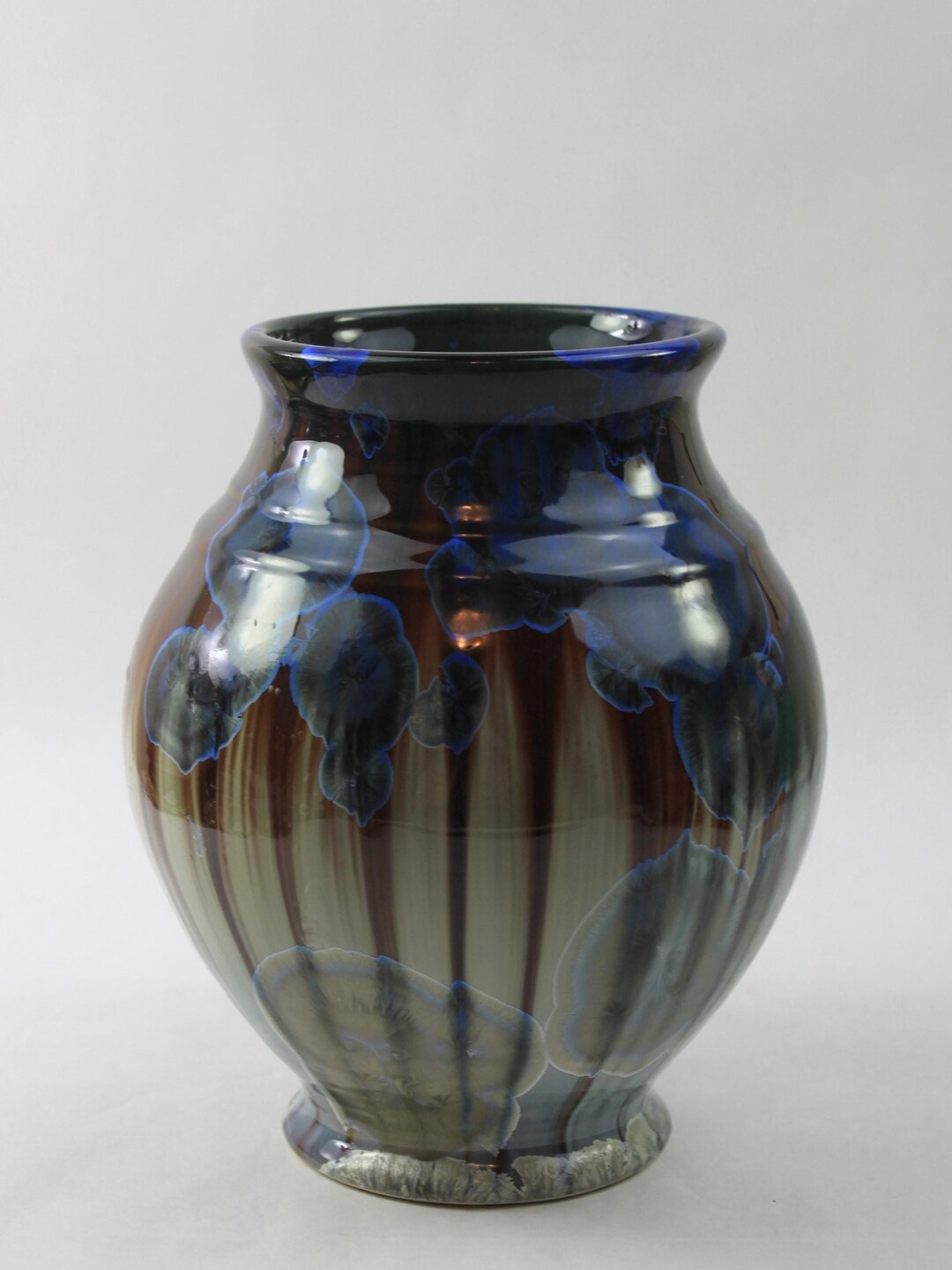 Bill Campbell Studio Art Pottery Crystalline Glazed Vase Beige Grey ...