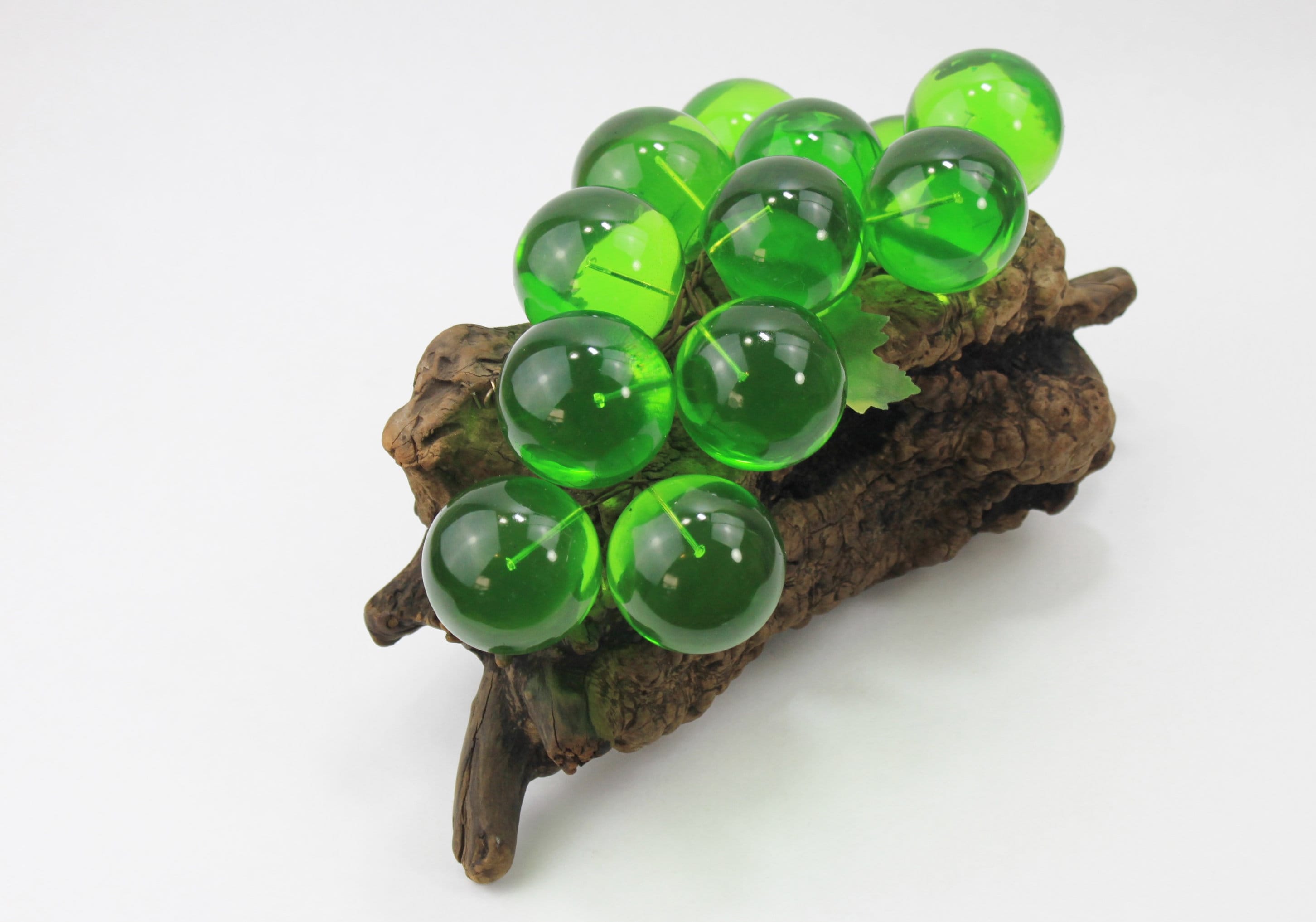 Vintage Lucite Acrylic Grape Cluster on Burlwood Sculpture - Etsy