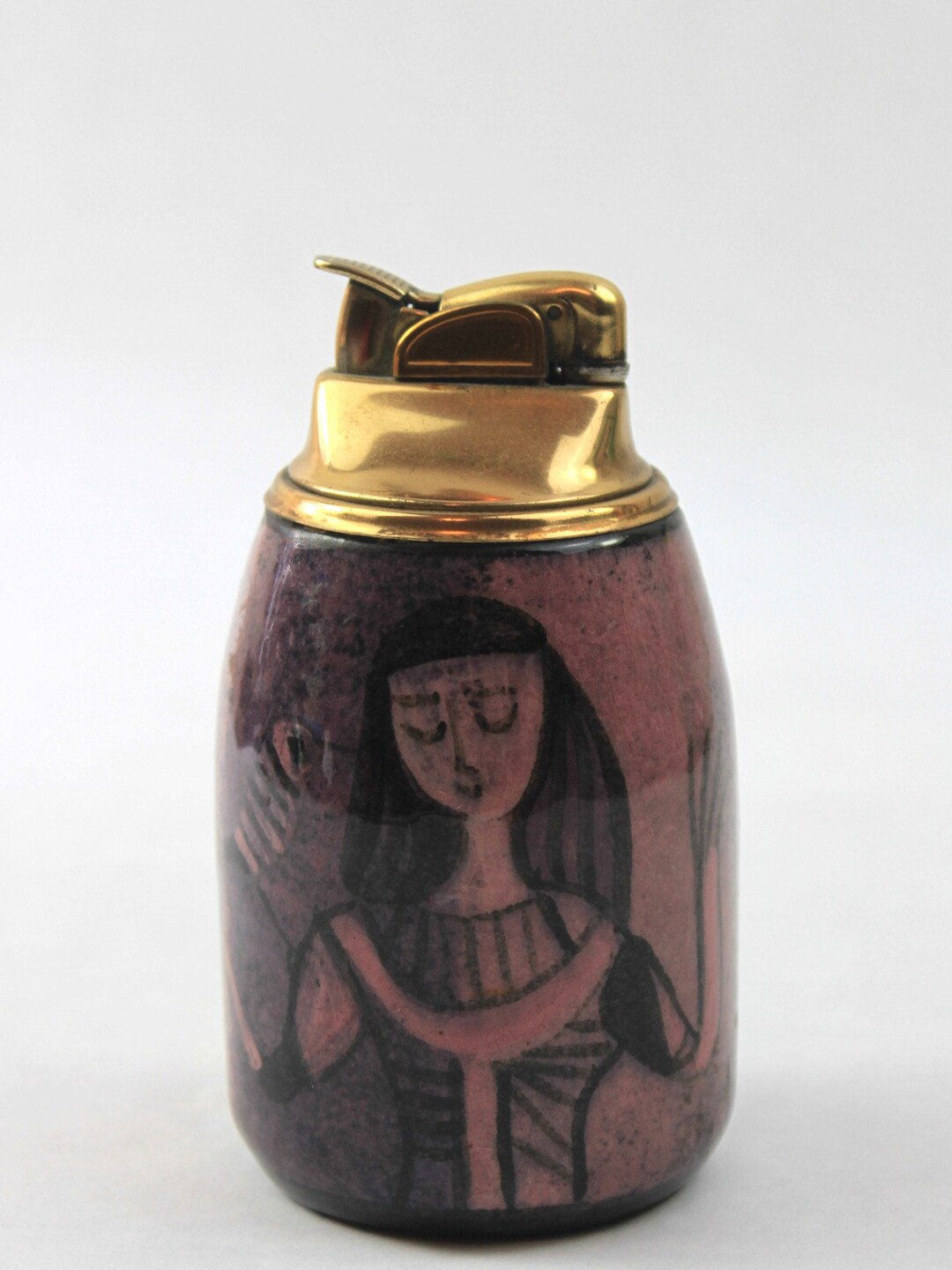 Polia Pillin Studio Art Pottery Table Lighter Abstract Woman and Bird ...