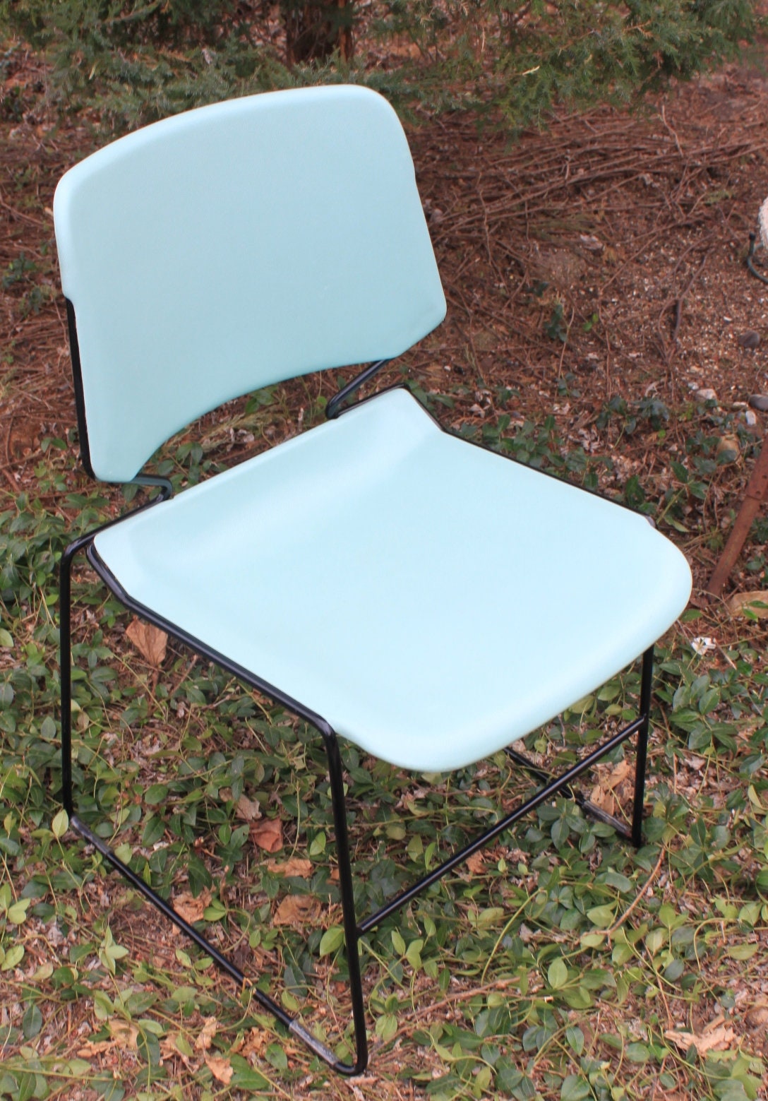 Vintage Krueger Matrix Stacking Chairs Blue Chrome Plastic MCM - Etsy