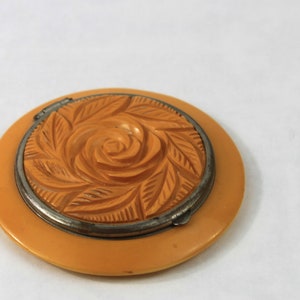 1930s Butterscotch Bakelite Powder Compact Carved Rose - Etsy