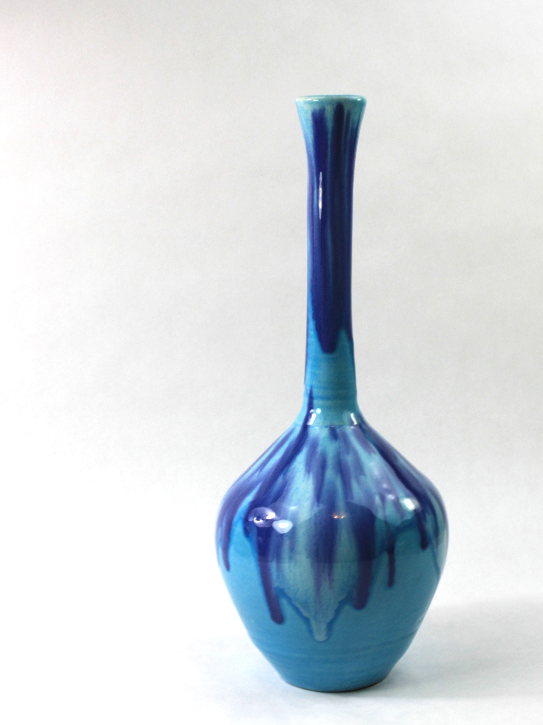 Dryden Pottery Vase Blue Drip Glaze - Etsy