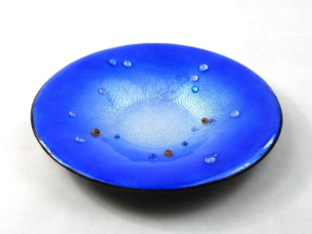 Limoges Michel Betourne Abstract Blue Enamel on Copper Plate Enamelware ...