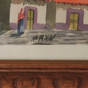 Max Vidal Original Fine Art Watercolor Mid Century Village and Mountain ...