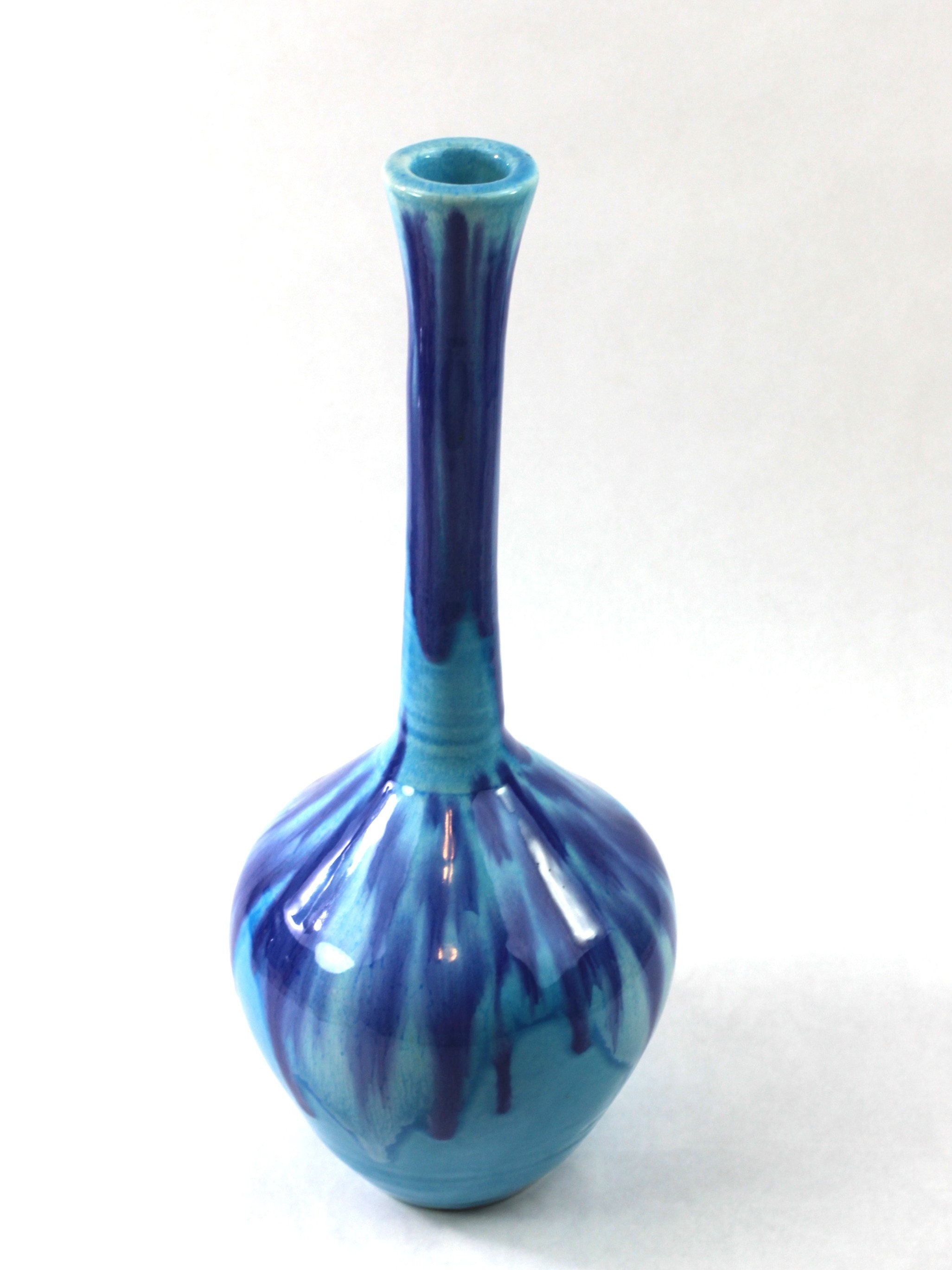 Dryden Pottery Vase Blue Drip Glaze - Etsy