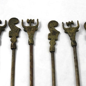 Vintage Brass and Steel Figural Brochette Meat Sword Kabob Skewer Set ...