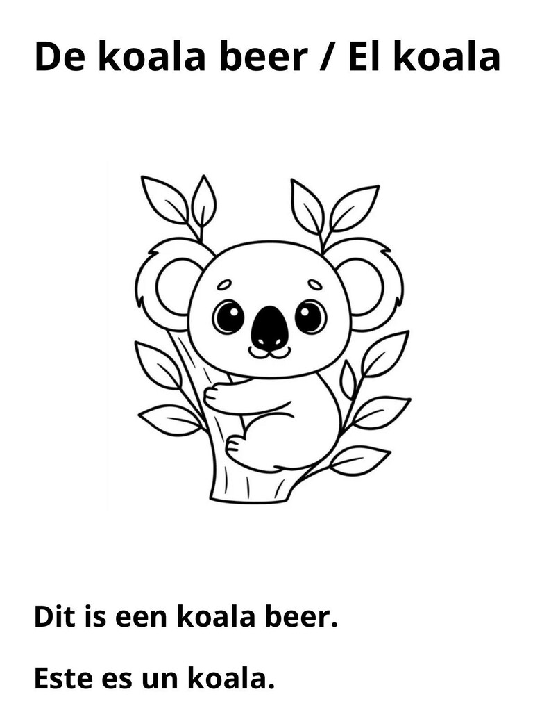 Printable Zoo Animal Coloring Book, Bilingual (dutch / Spanish) - Etsy