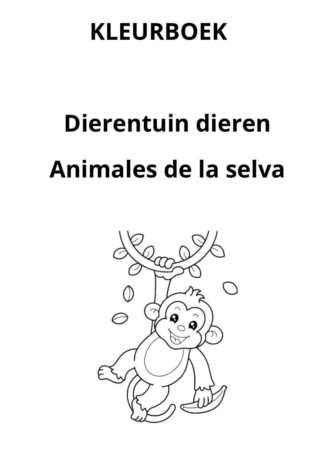 Printable Zoo Animal Coloring Book, Bilingual (dutch / Spanish) - Etsy