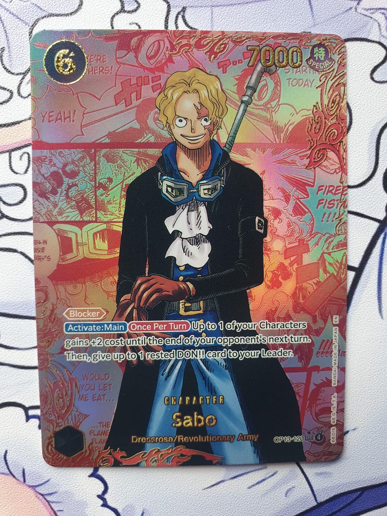 Sabo Anime Holo Card – One Piece Style Custom Collectible Display Gift ...